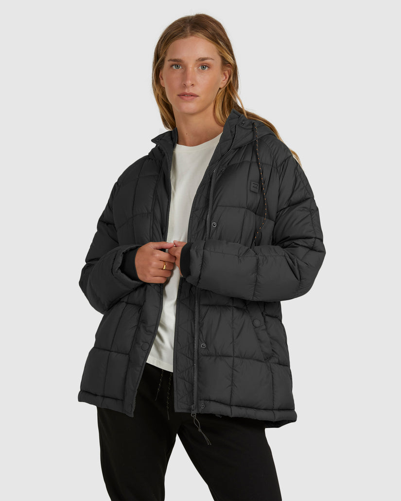 Womens Venture On Puff Zip-Up Hooded Jacket - BLACK | Billabong AU