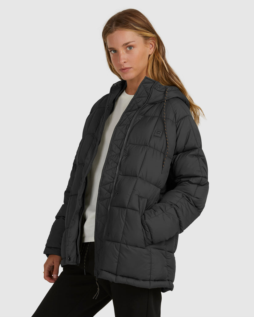 Womens Venture On Puff Zip-Up Hooded Jacket - BLACK | Billabong AU