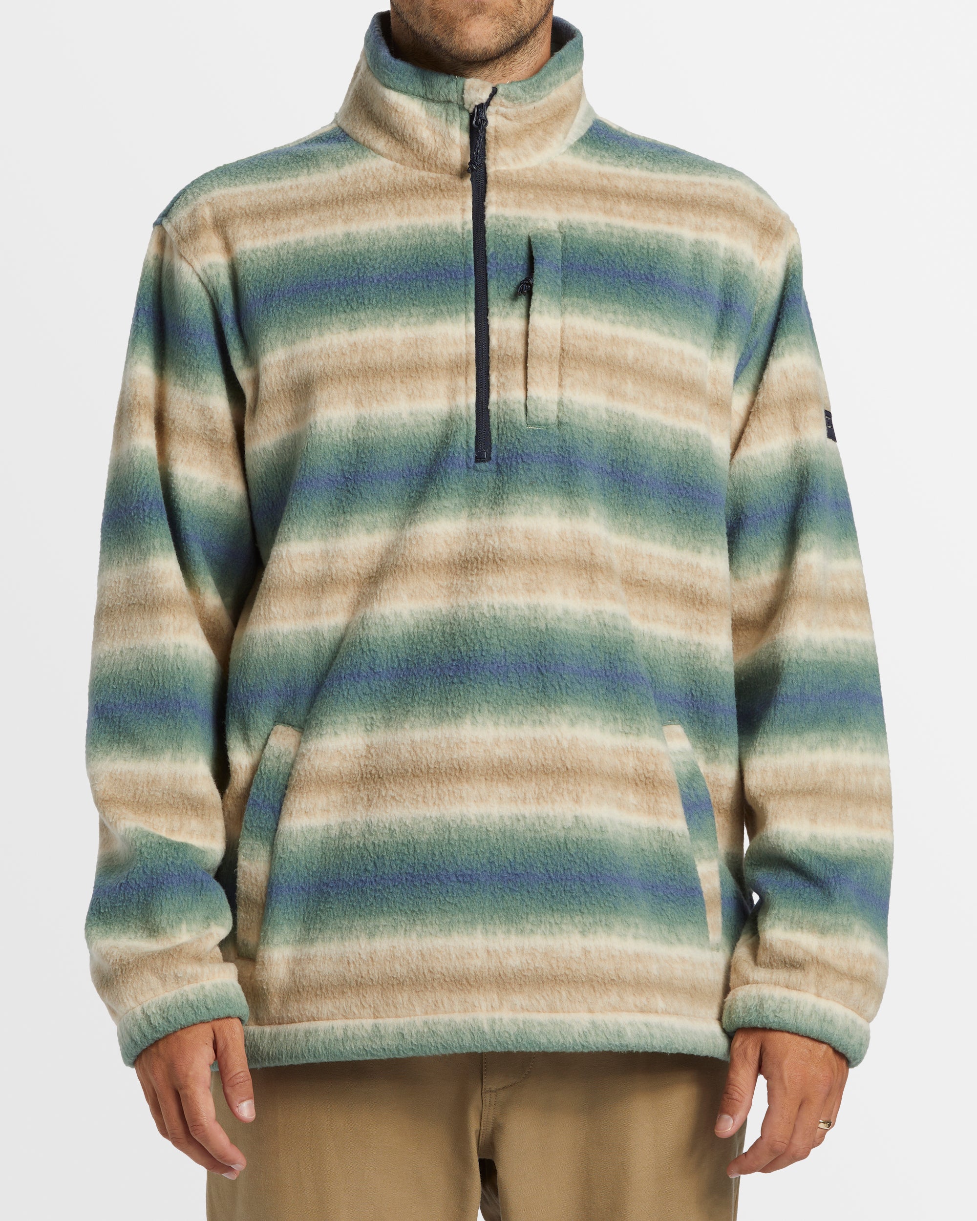 Mens Boundary Mock Neck Fleece Pullover - DUNE | Billabong AU