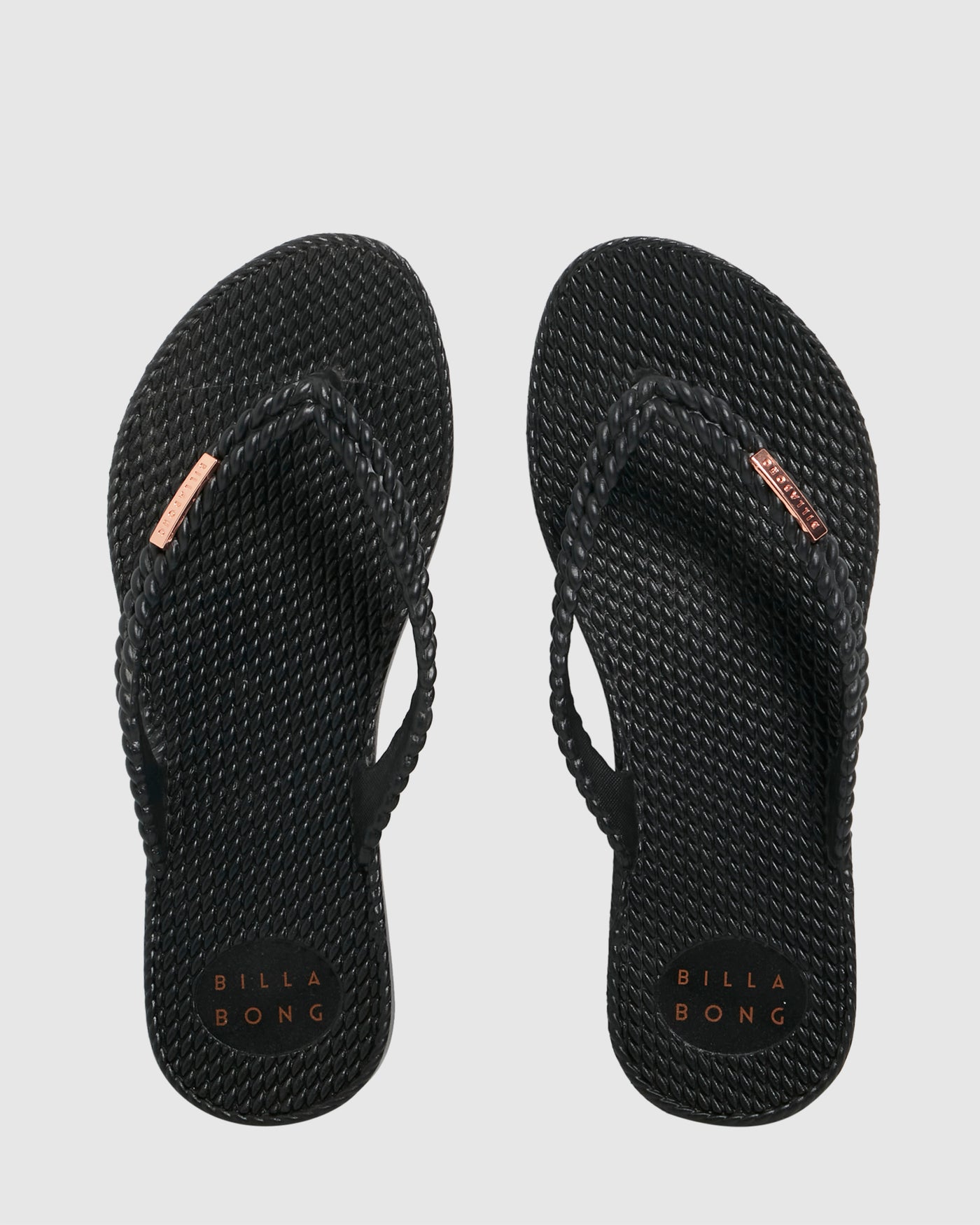 Womens Kick Back Solid Thongs – Black/rose – Billabong AU