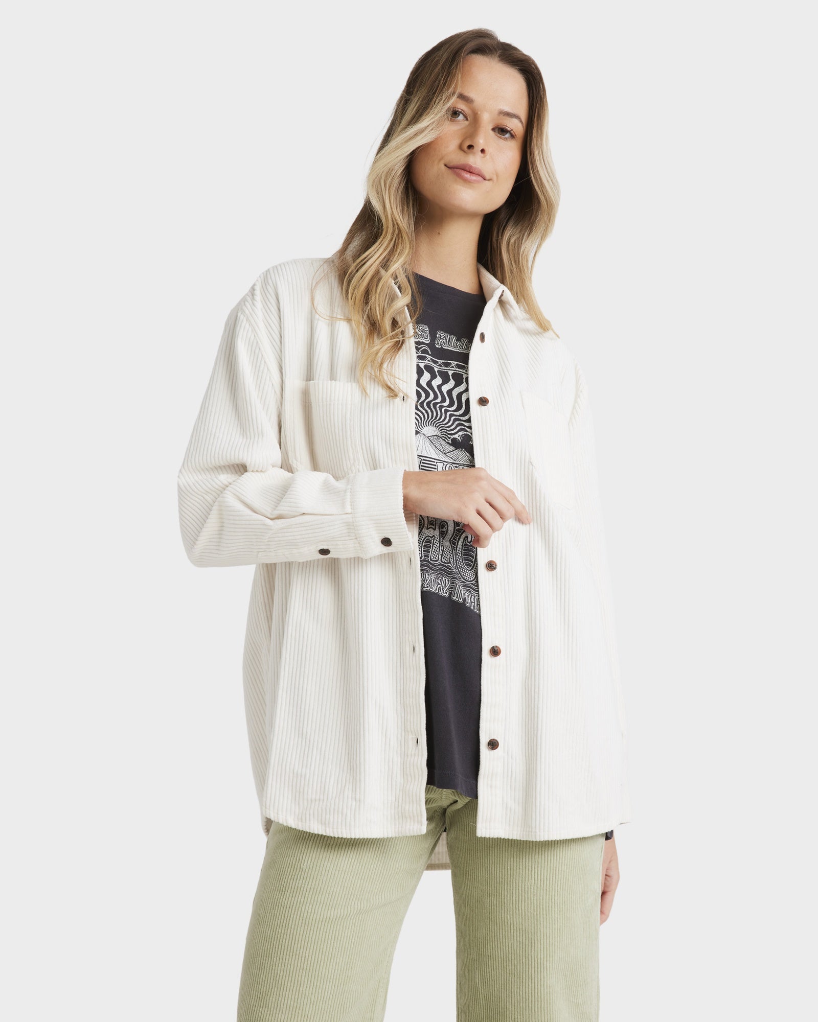 Womens So Stoked Long Sleeve Shirt – Salt Crystal – Billabong AU
