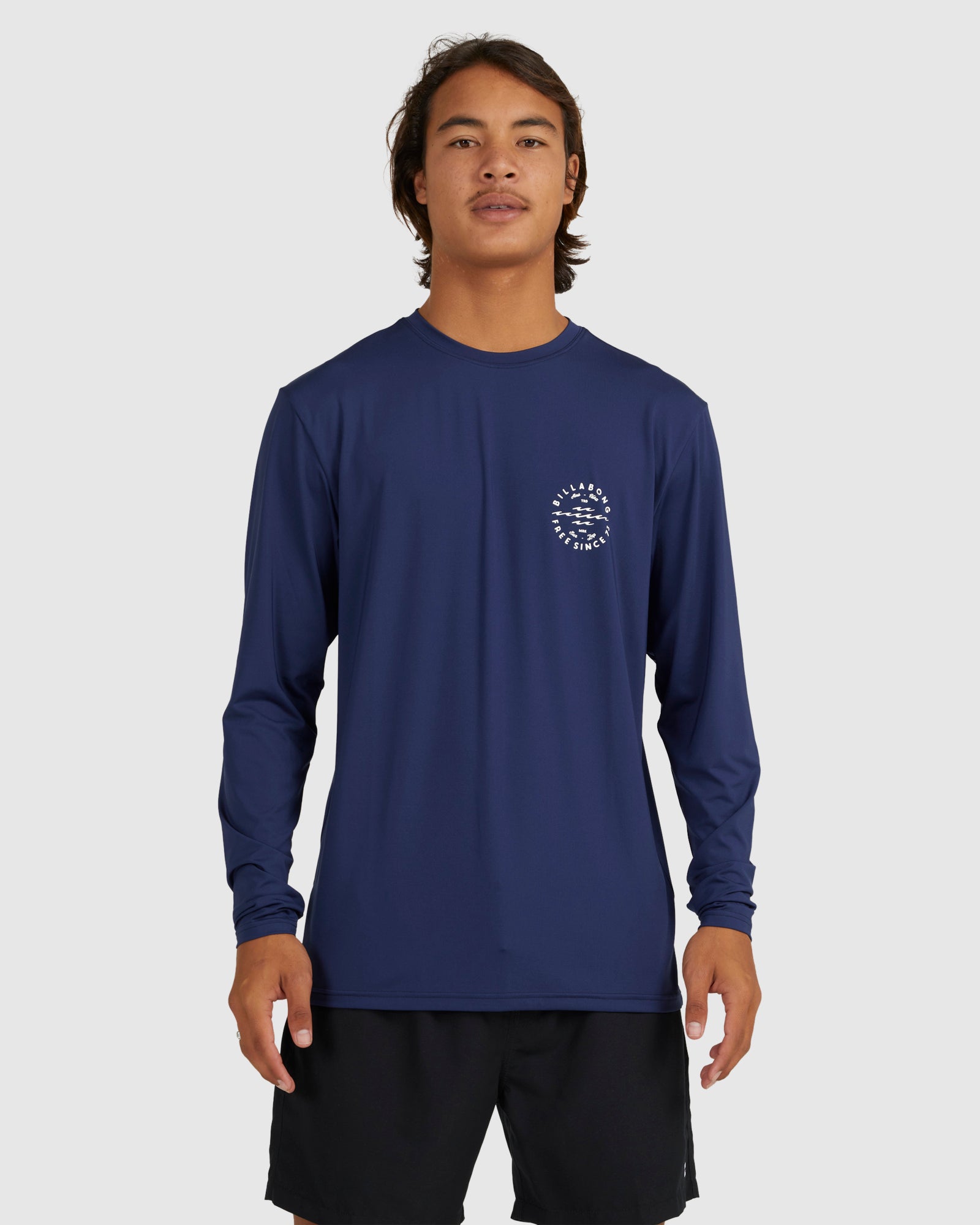 Mens Big Wave Daz Long Sleeve Rash Vest - NAVY | Billabong AU